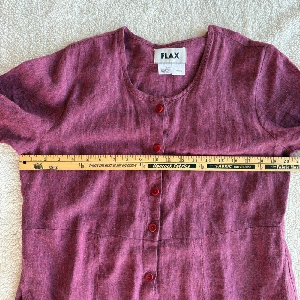 Flax | Dresses | Flax Long Linen Dress Large Dark Berry Button Up ...